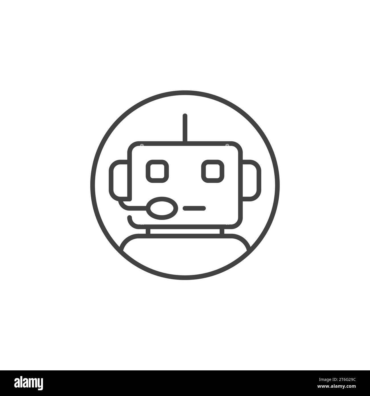 Chatbot Robot Circle vector concept thin line icon or symbol Stock Vector Image & Art - Alamy