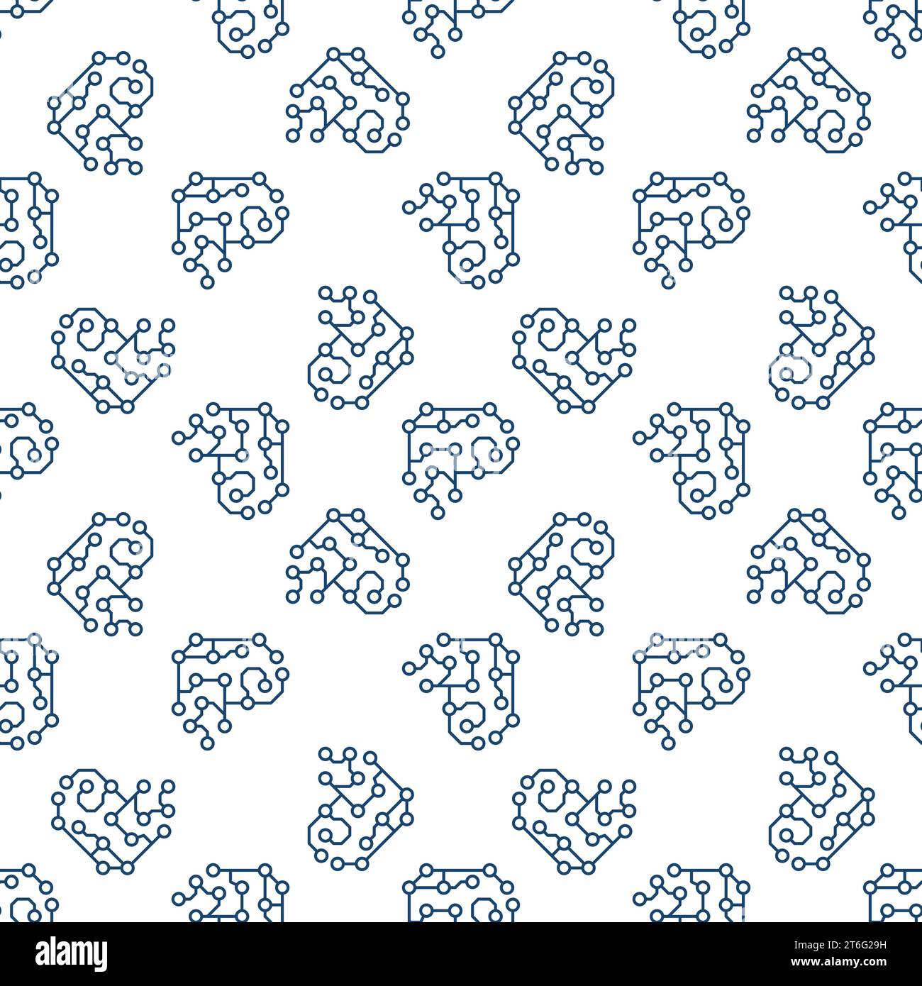 Neural Network Brain Vector Ai Concept Seamless Pattern In Thin Line