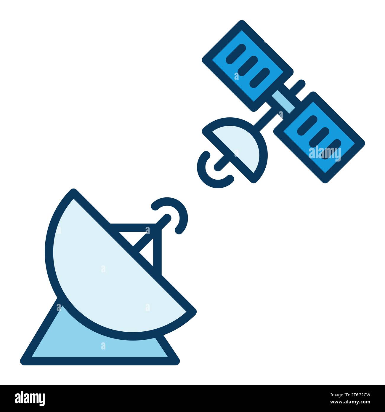 Parabolic Antenna with Satellite vector concept blue icon or design ...