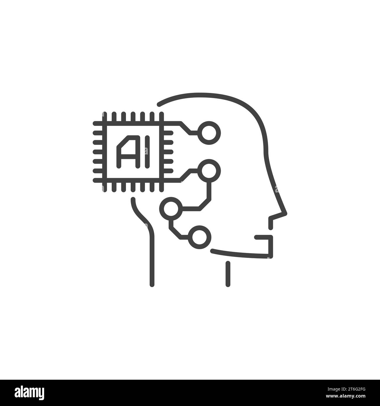 Head with AI Chip vector Artificial Intelligence concept linear icon or symbol Stock Vector ...