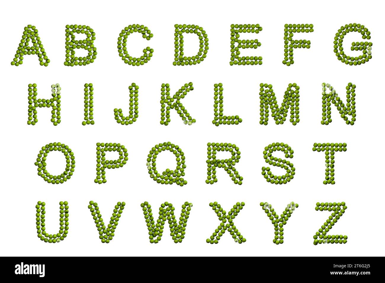 English alphabet made of fresh green apples isolated on white ...
