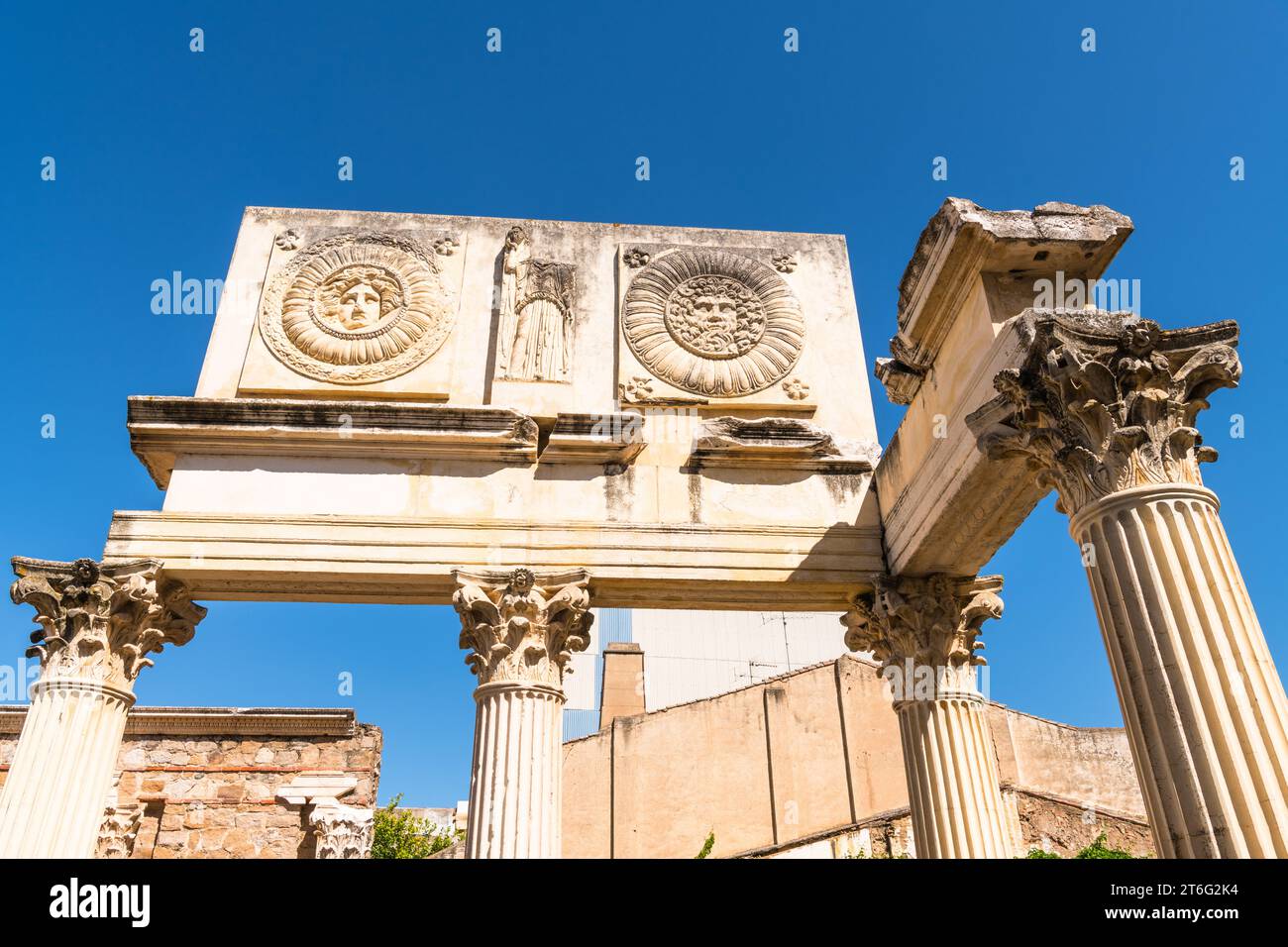 Roman ruins in Merida, capital of Extremadura, Badajoz, Spain Stock ...