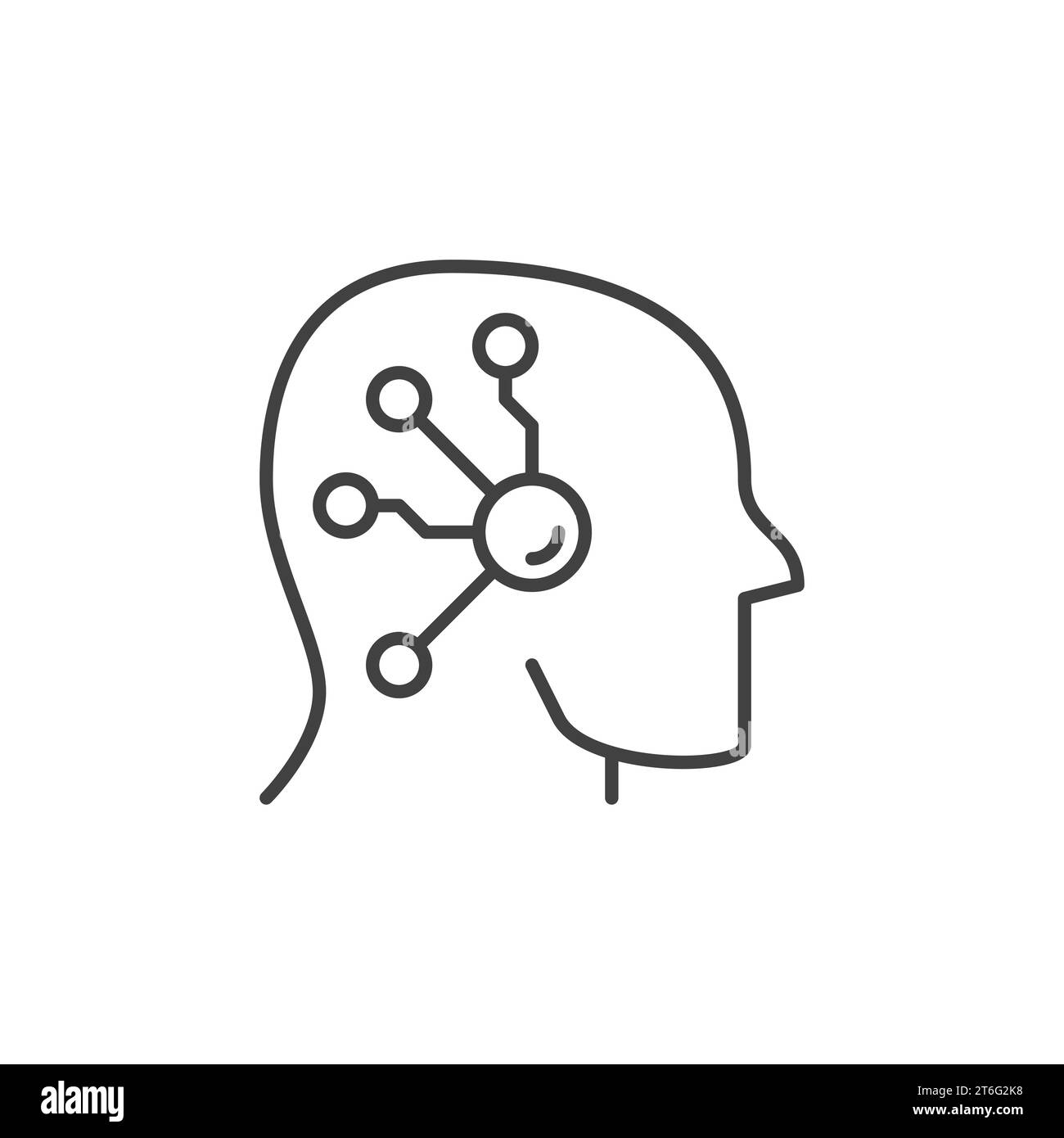 AI in Head vector concept minimal icon or sign in thin line style Stock ...