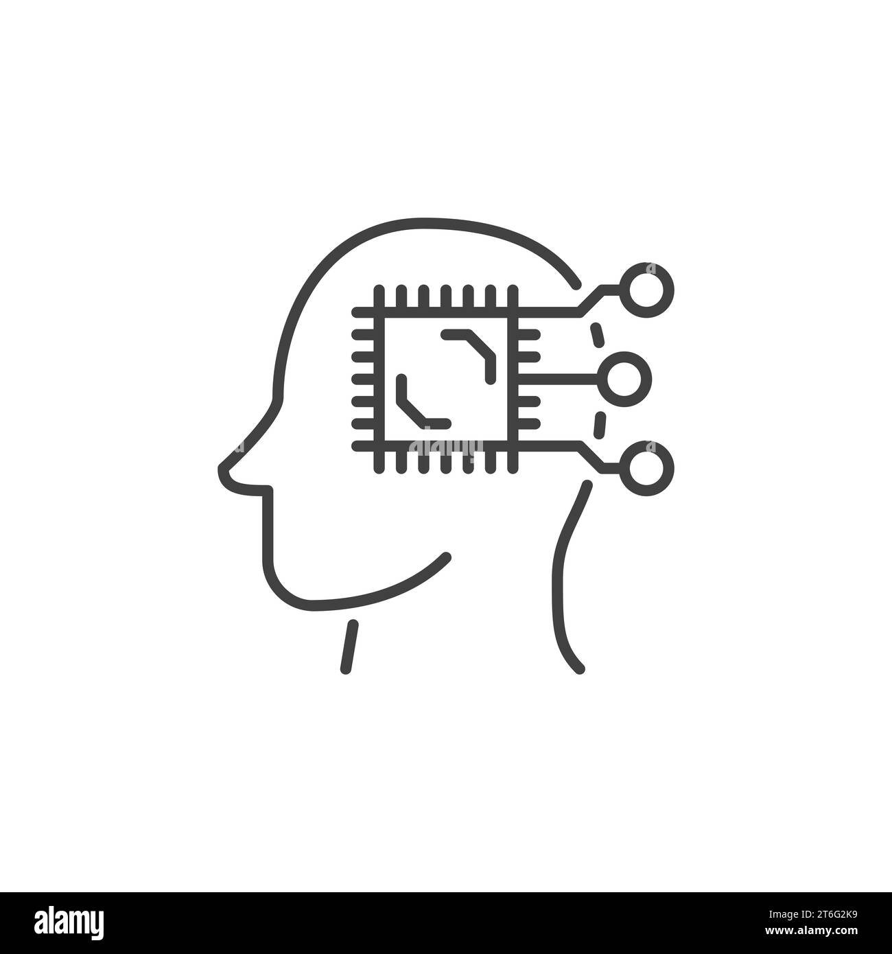 Computer Chip Inside Head Vector People With Cpu Concept Outline Icon