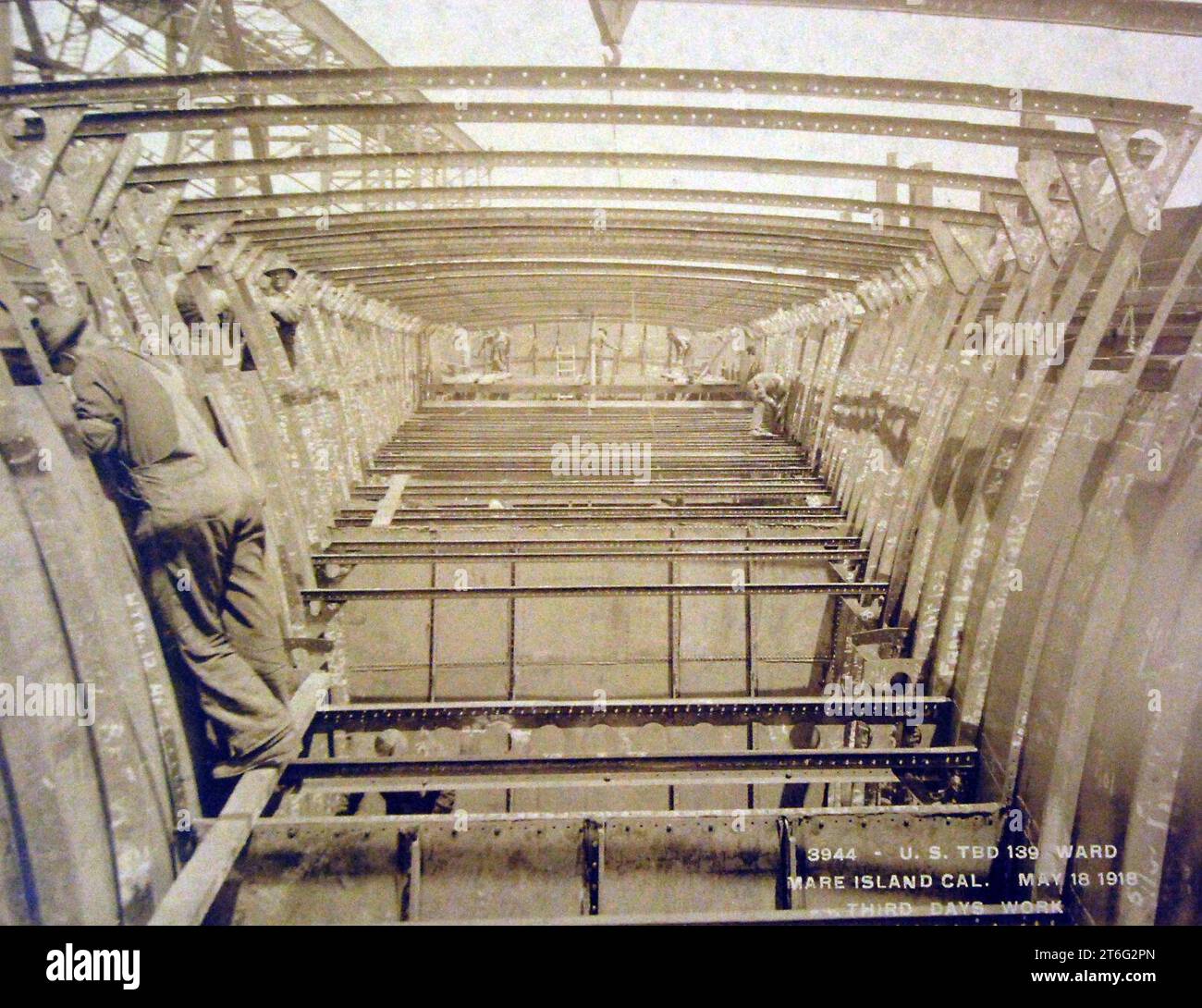 USS Ward (DD 139, later APD-16) construction at Mare Island Navy Yard ...