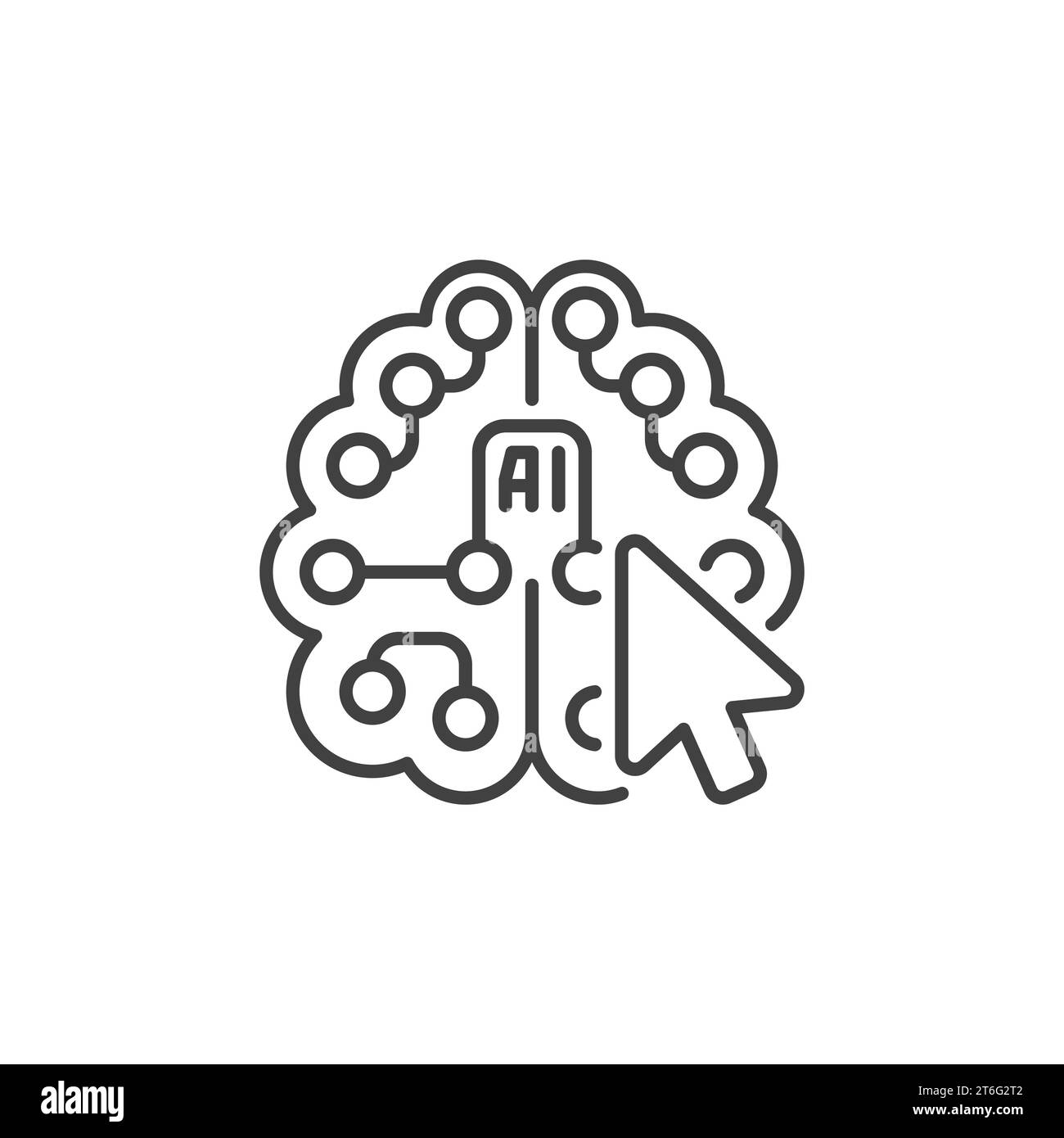 Mouse Click On Ai Brain Vector Artificial Intelligence Concept Icon Or Symbol In Outline Style