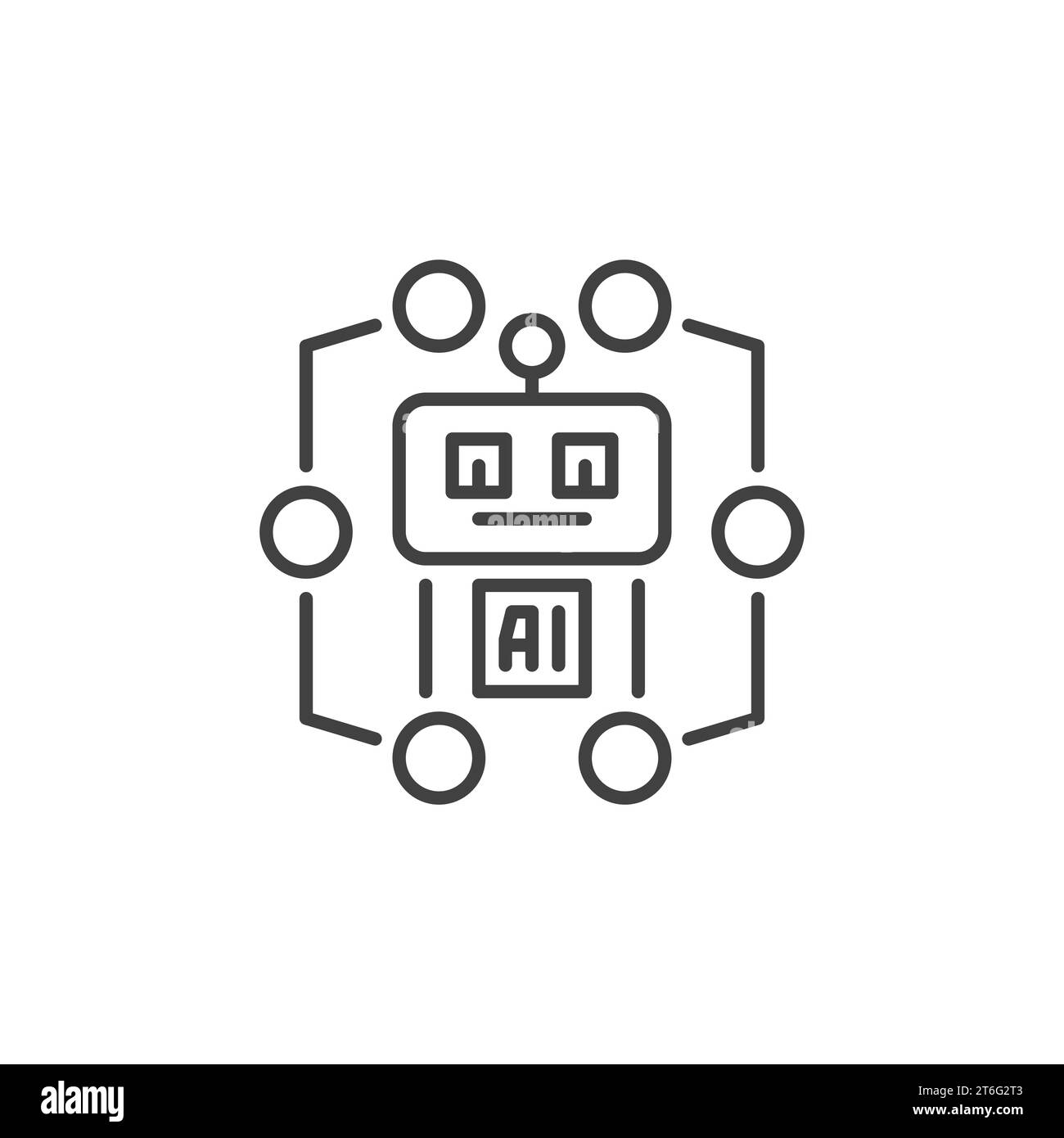 AI Robot vector Artificial Intelligence concept minimal icon or sign in ...