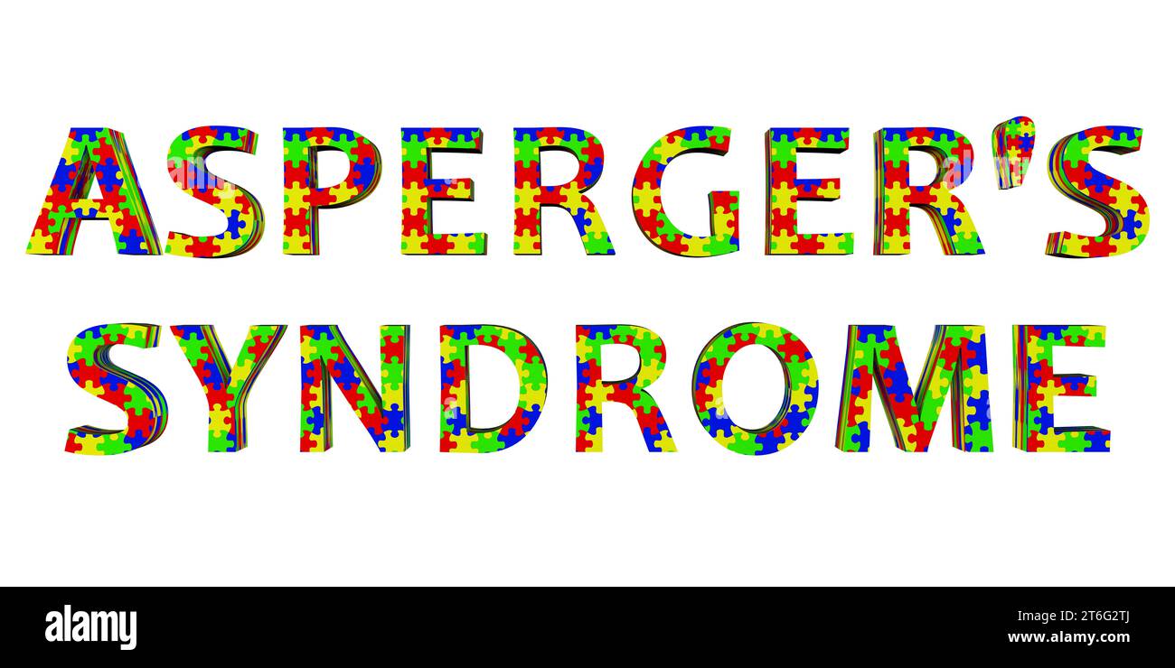 The text Asperger's Syndrome made entirely of colorful puzzle patterns ...