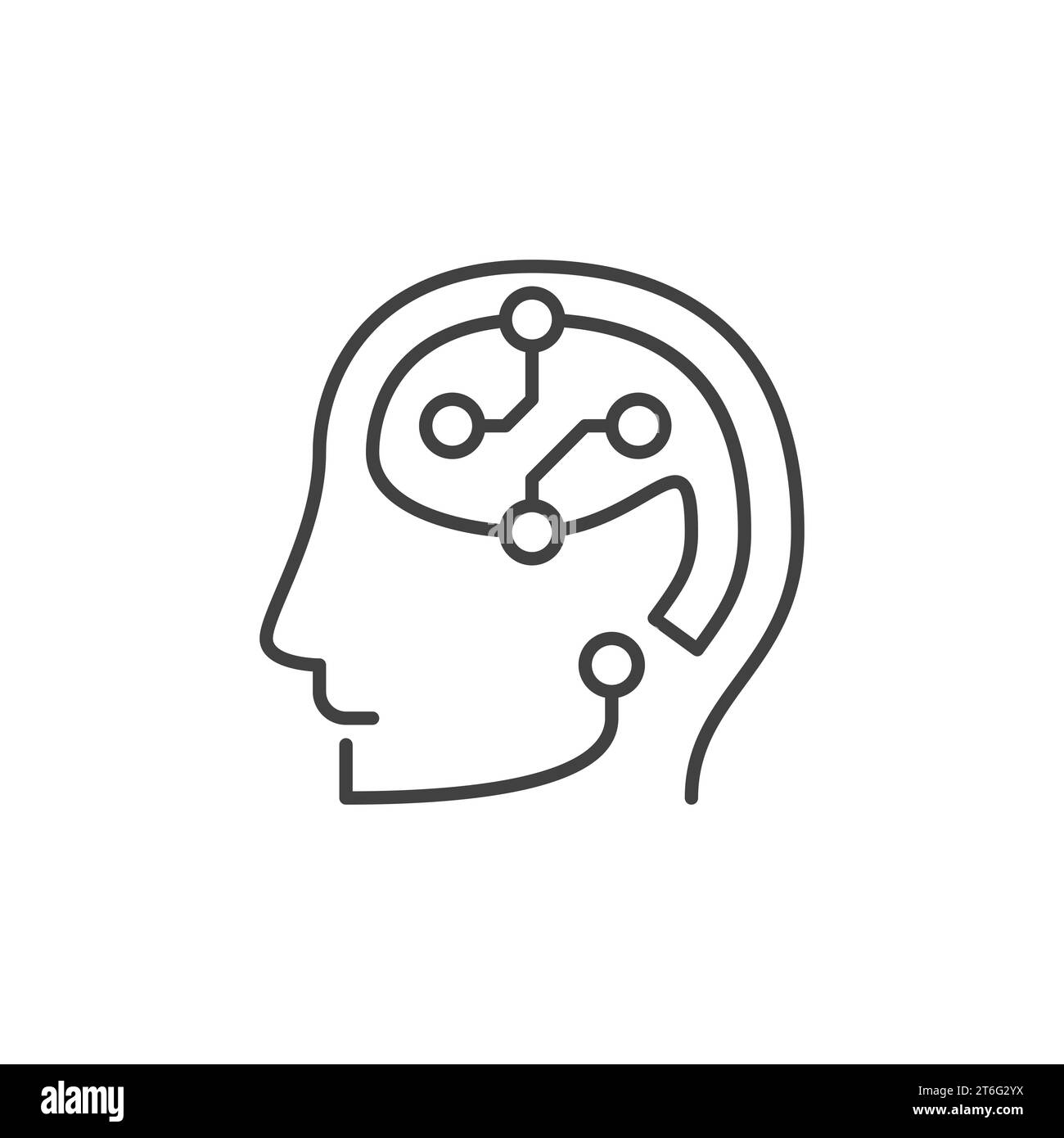 AI Brain in Head vector Artificial Intelligence concept icon or sign in thin line style Stock ...