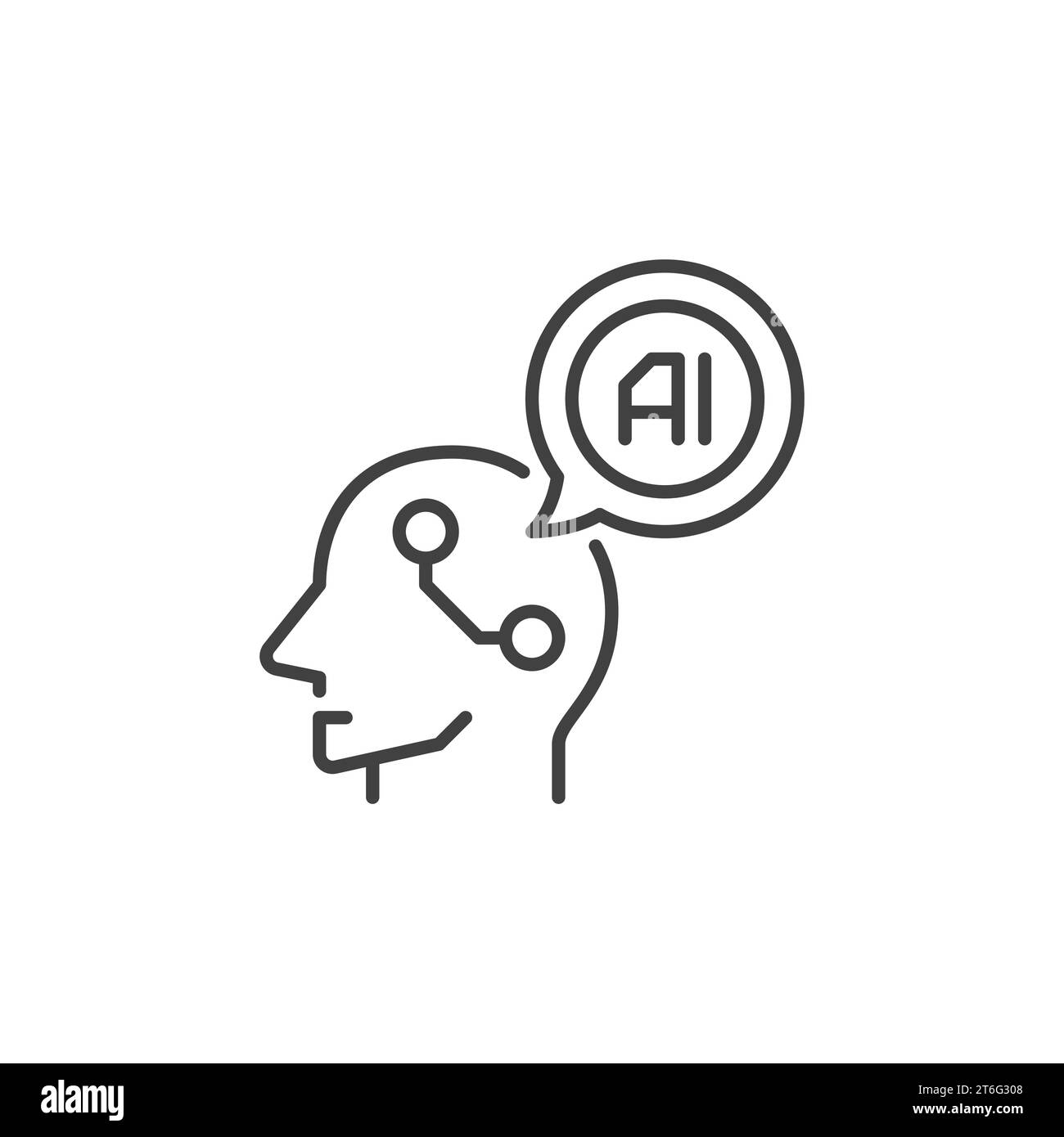 Head with AI Speech Bubble vector Artificial Intelligence Head concept icon or sign in thin line ...