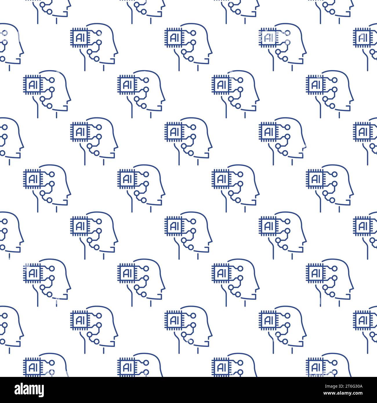 Head with AI Chip vector Artificial Intelligence concept linear seamless pattern Stock Vector ...