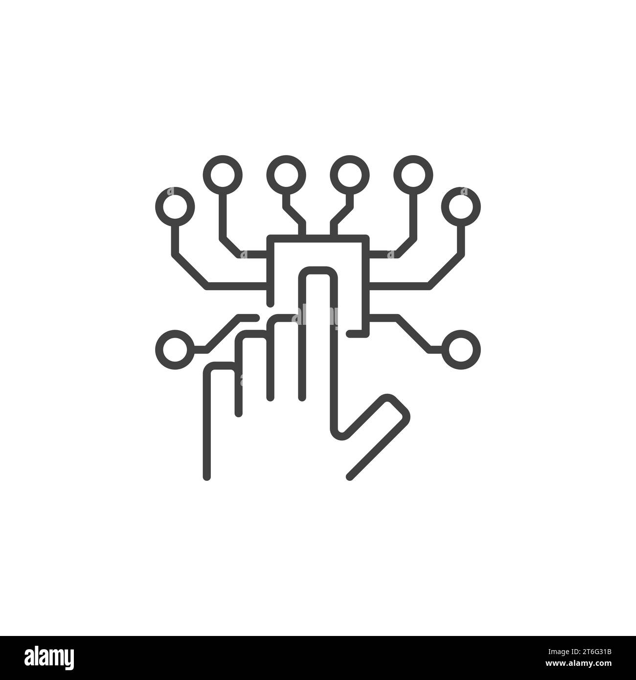 Hand and AI Chip vector Artificial Intelligence concept thin line icon or symbol Stock Vector ...