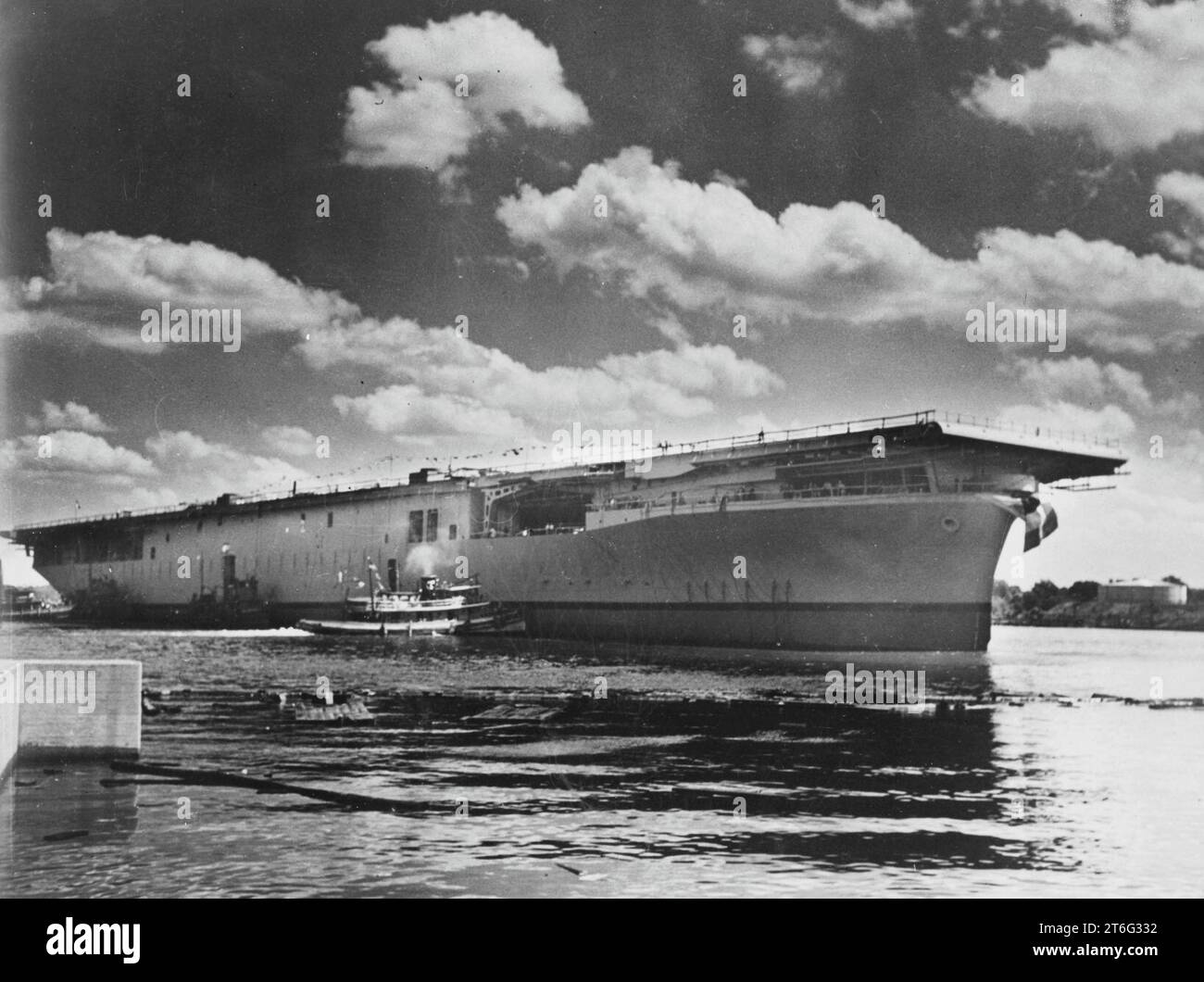 USS Wasp (CV-18) after her launch at the Fore River Shipyard on 17 ...