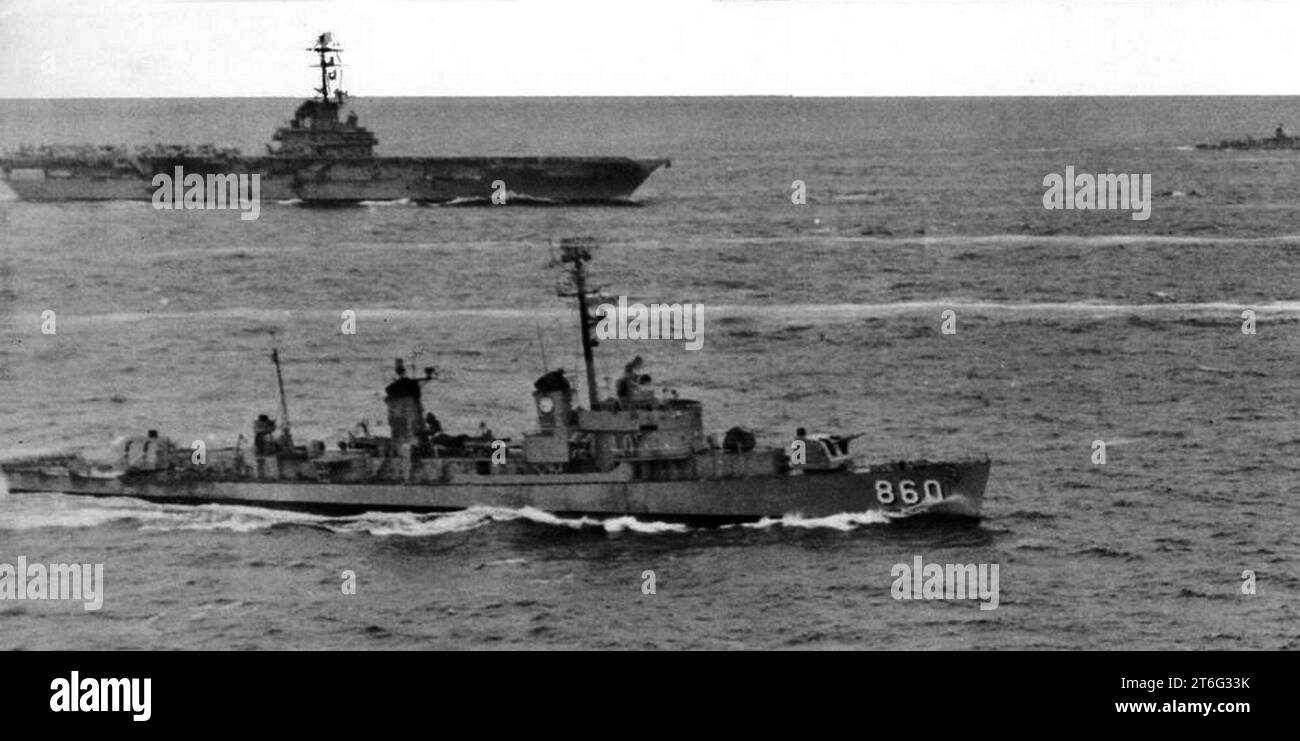 USS Wasp (CVS-18) and USS McCaffery (DDE-860) underway in the Atlantic ...