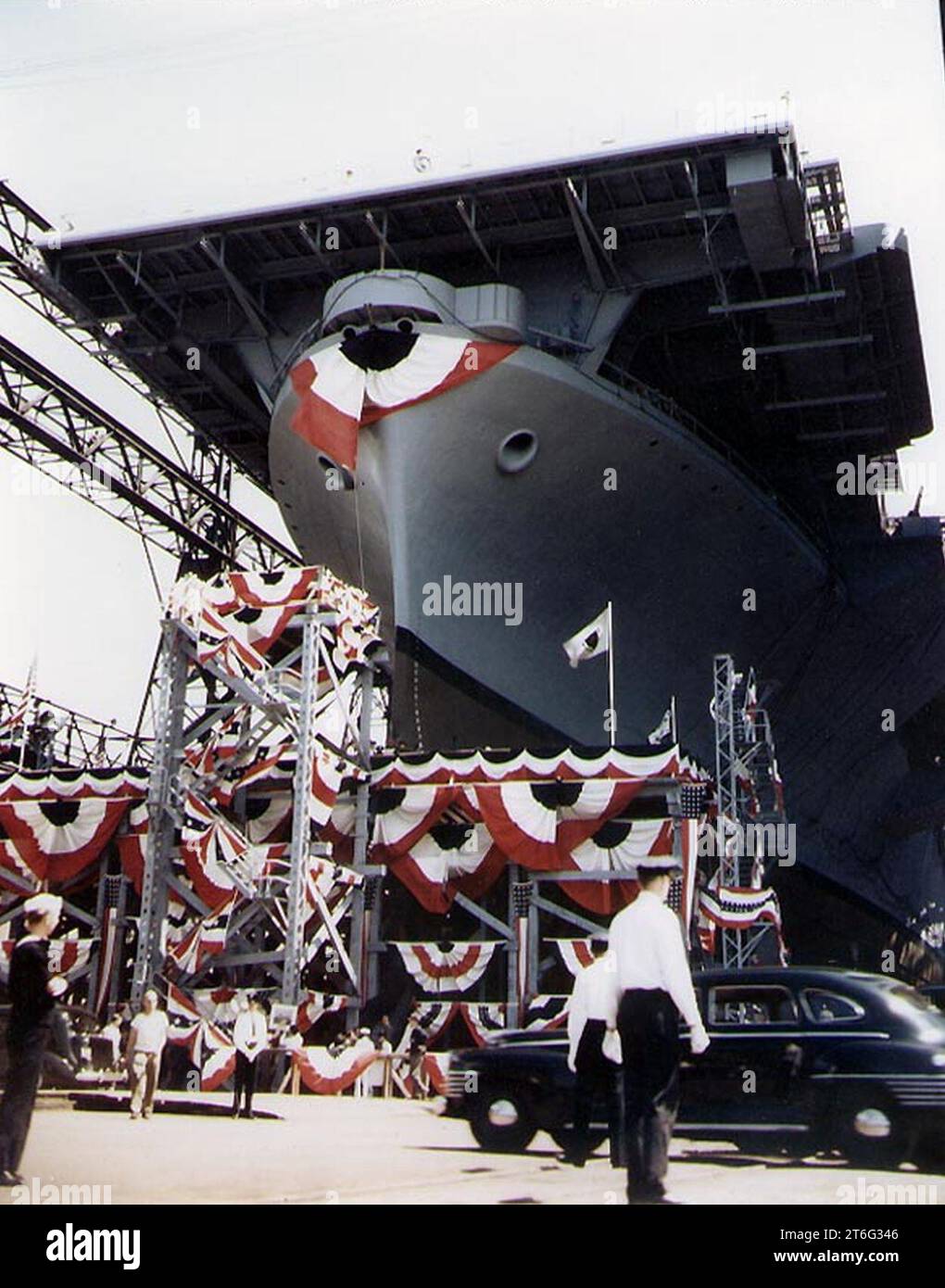 USS Wasp (CV-18) ready for launching at Fore River Shipyard 1943 Stock ...