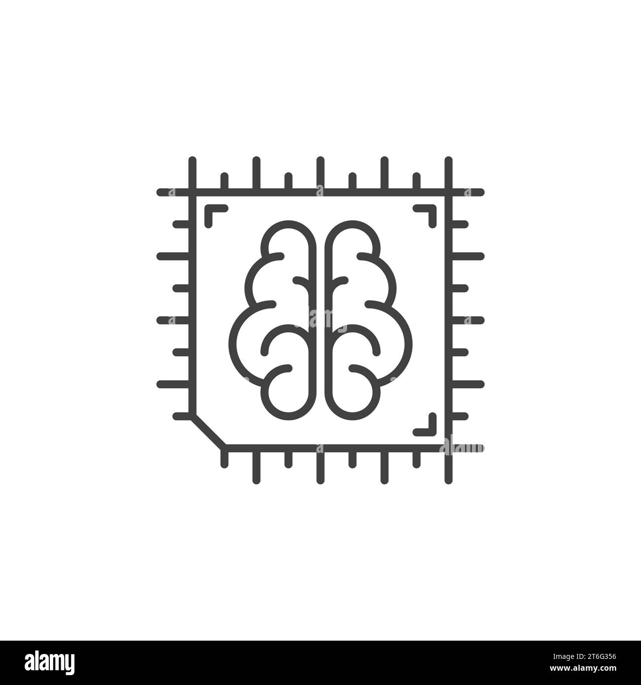 AI CPU vector Artificial Intelligence Processor or Chip concept icon or sign in thin line style ...