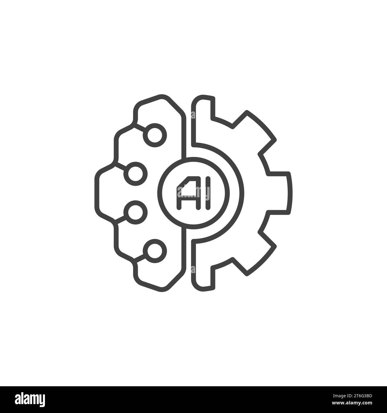 Gear with AI Brain vector Artificial Intelligence concept thin line icon or symbol Stock Vector ...