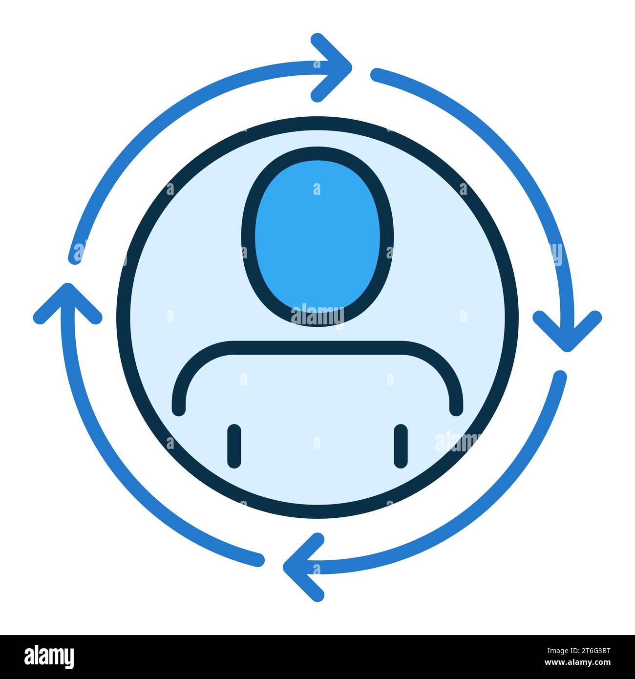 Arrows and Circle with Man vector concept blue icon or symbol Stock ...