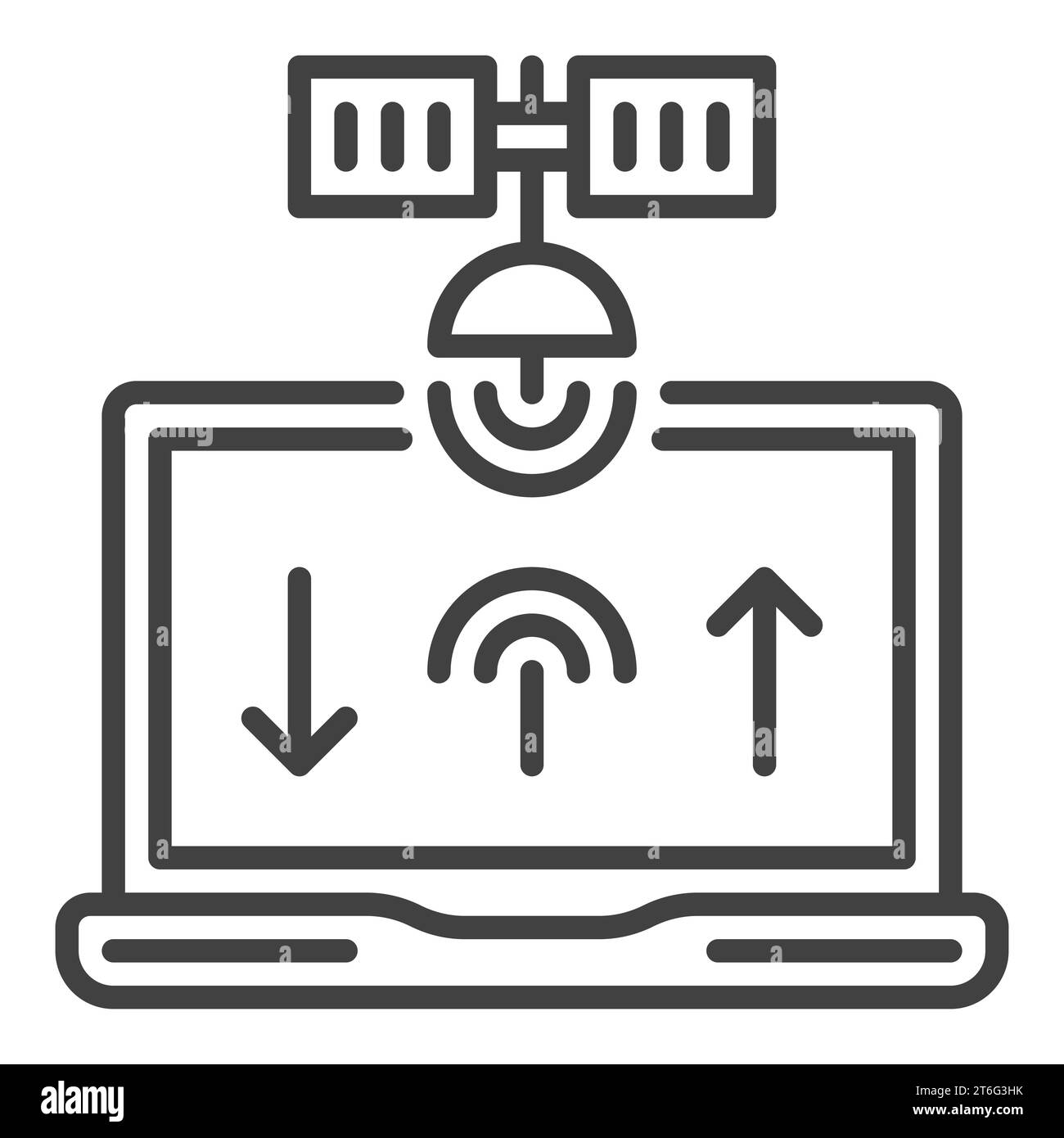 Laptop Computer and Satellite vector Internet Access concept icon or ... Laptop Computer and Satellite vector Internet Access concept icon or ...