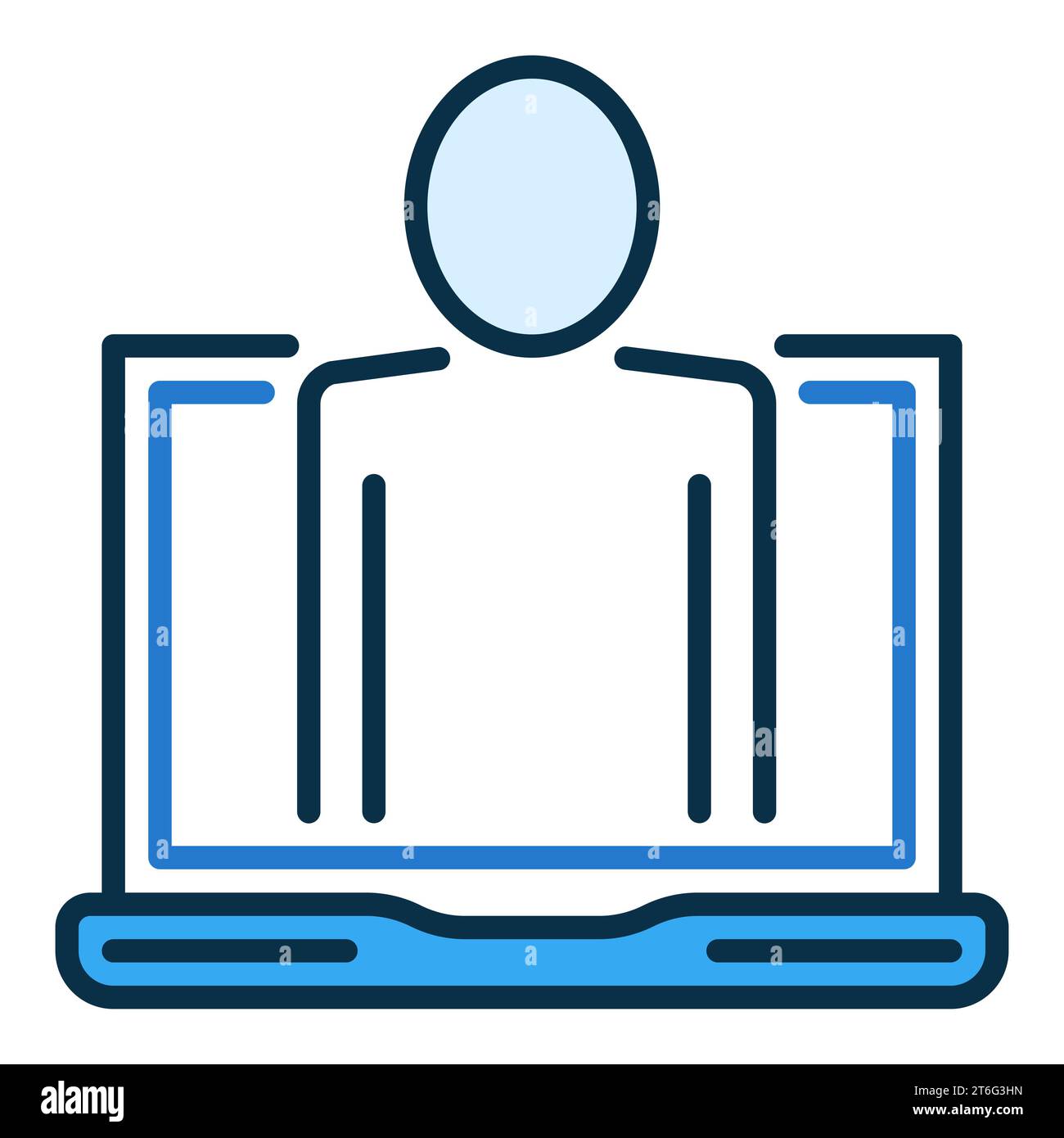 Laptop Computer with Man vector concept blue icon or logo element Stock ...