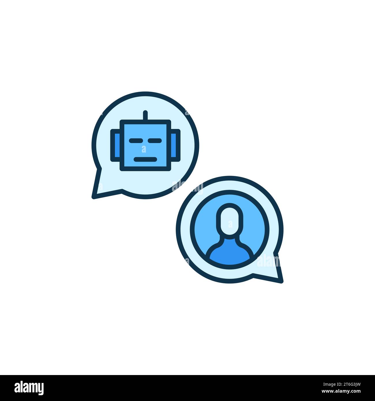 Man and Chatbot in Speech Bubbles vector Speaking concept colored icon ...
