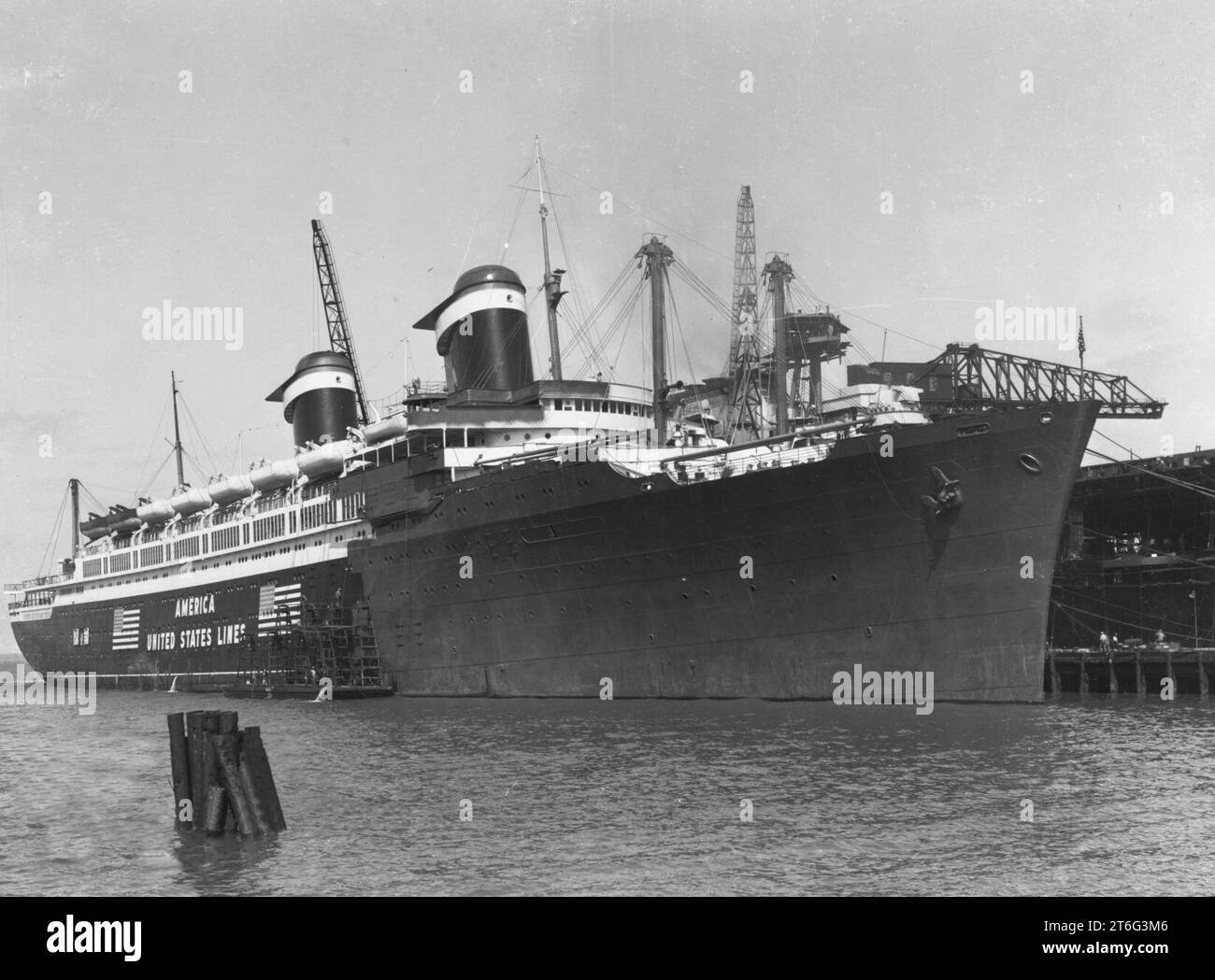 USS West Point (AP-23) being repainted for naval service, 2 June 1941 ...