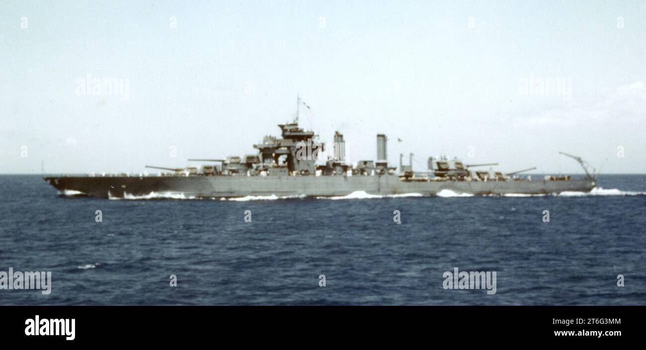 USS West Virginia (BB-48) off Pearl Harbor in April 1943 (cropped Stock ...