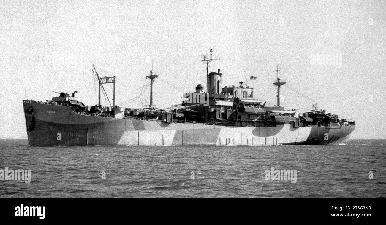 USS Westmoreland (APA-104) underway, circa in early 1945 Stock Photo ...