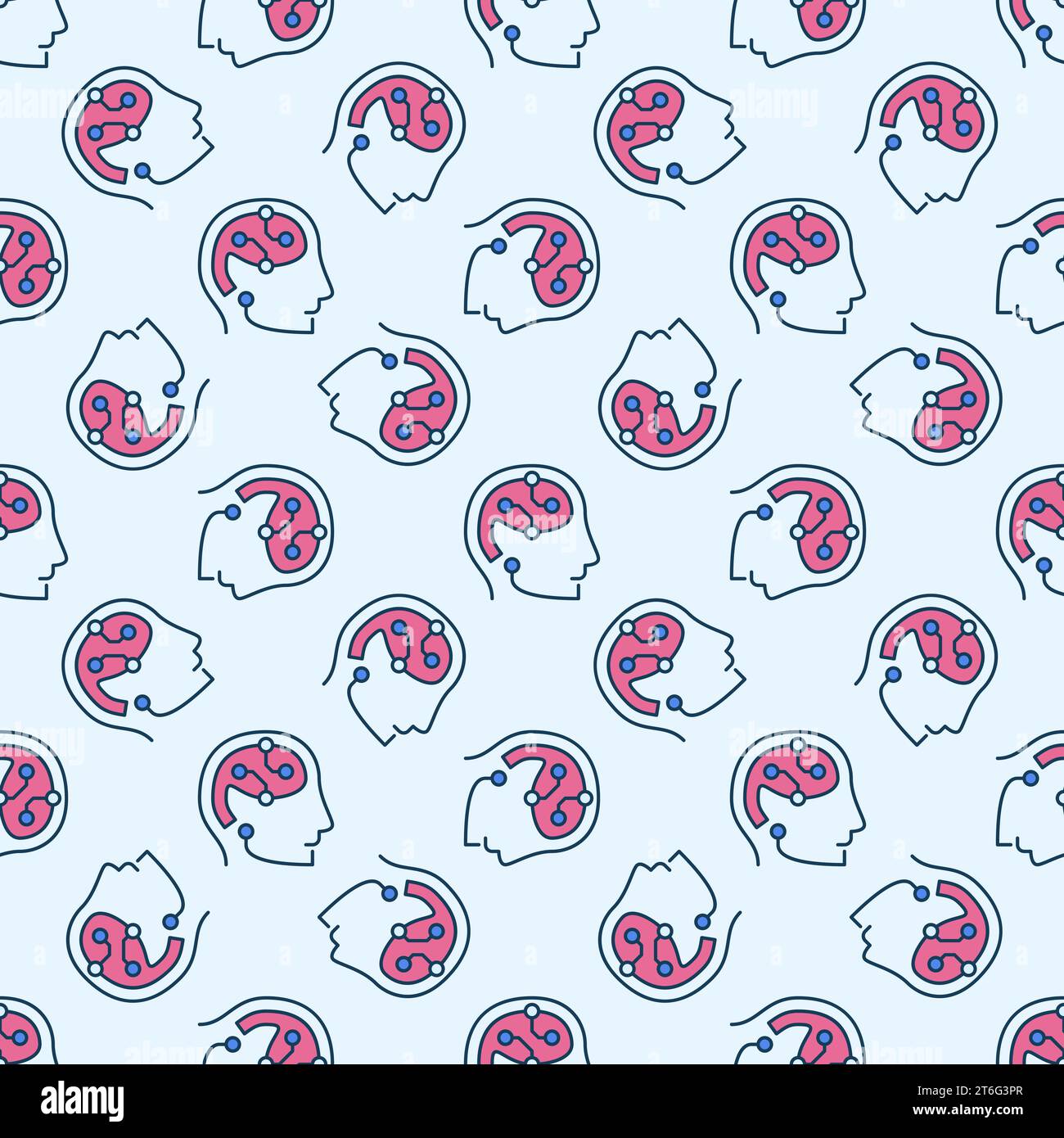 Artificial Intelligence Brain in Head vector AI concept colored seamless pattern Stock Vector ...