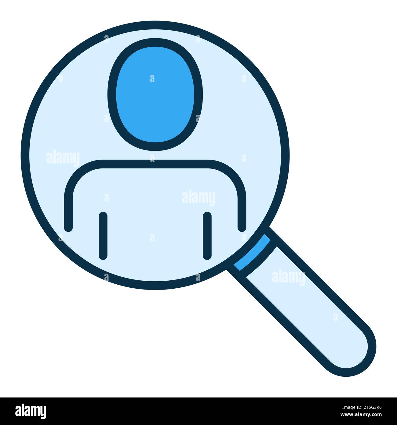 Magnifying Glass with Man vector concept blue icon or symbol Stock ...