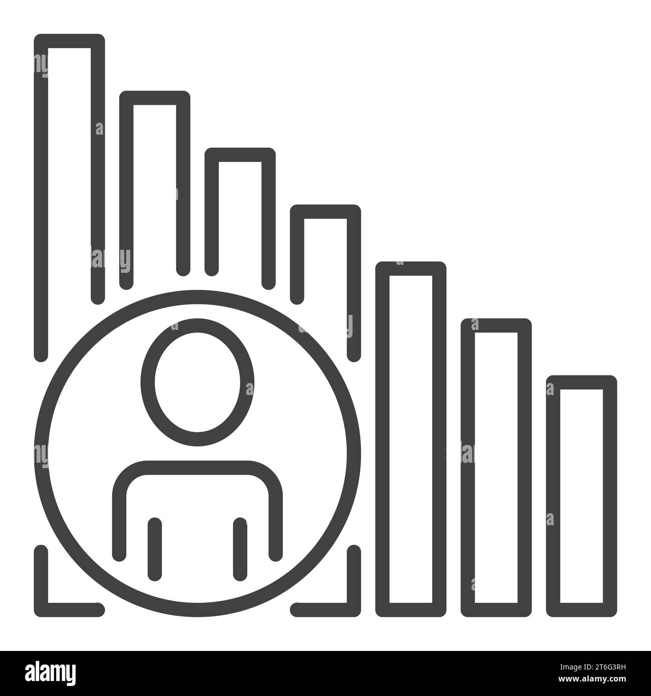 Man with Chart or Graph vector concept icon or sign in thin line style ...