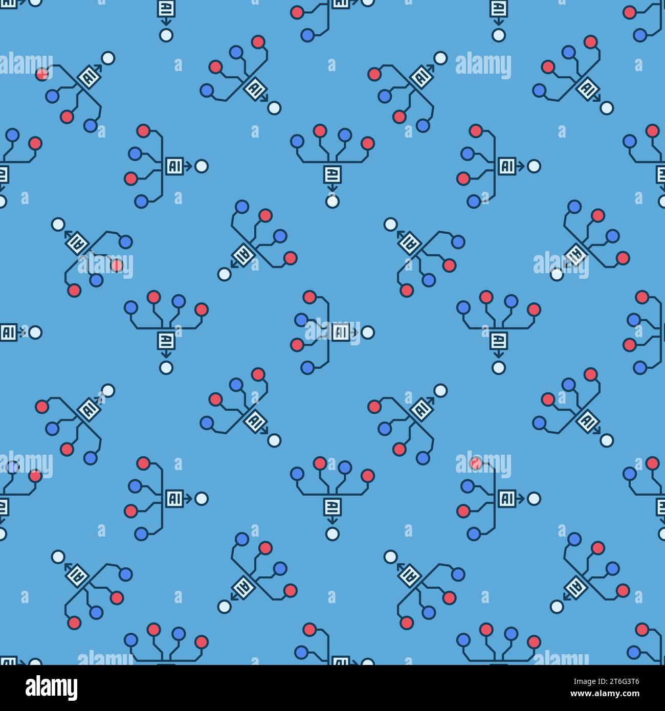 Artificial Intelligence AI Generation vector concept colored seamless ...