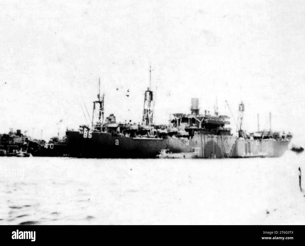 USS Wheatland (AKA-85) at anchor, in 1945 Stock Photo - Alamy