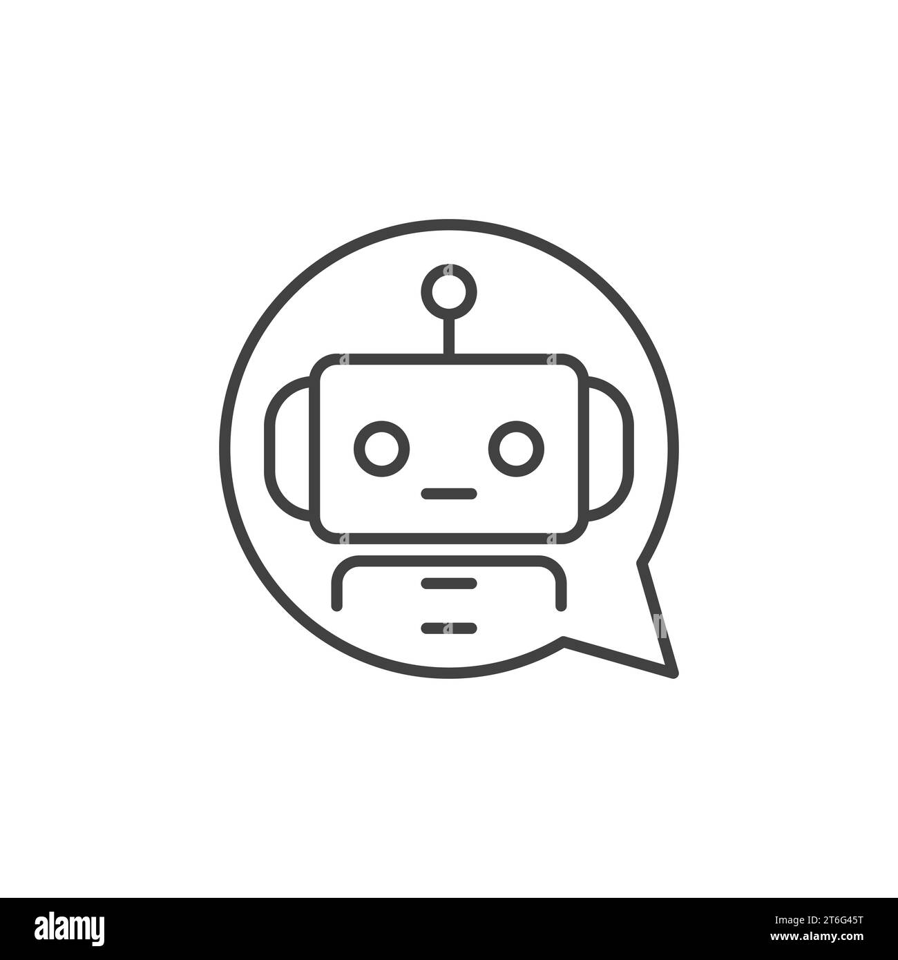 Round Speech Bubble with Chatbot vector concept outline icon or symbol ...