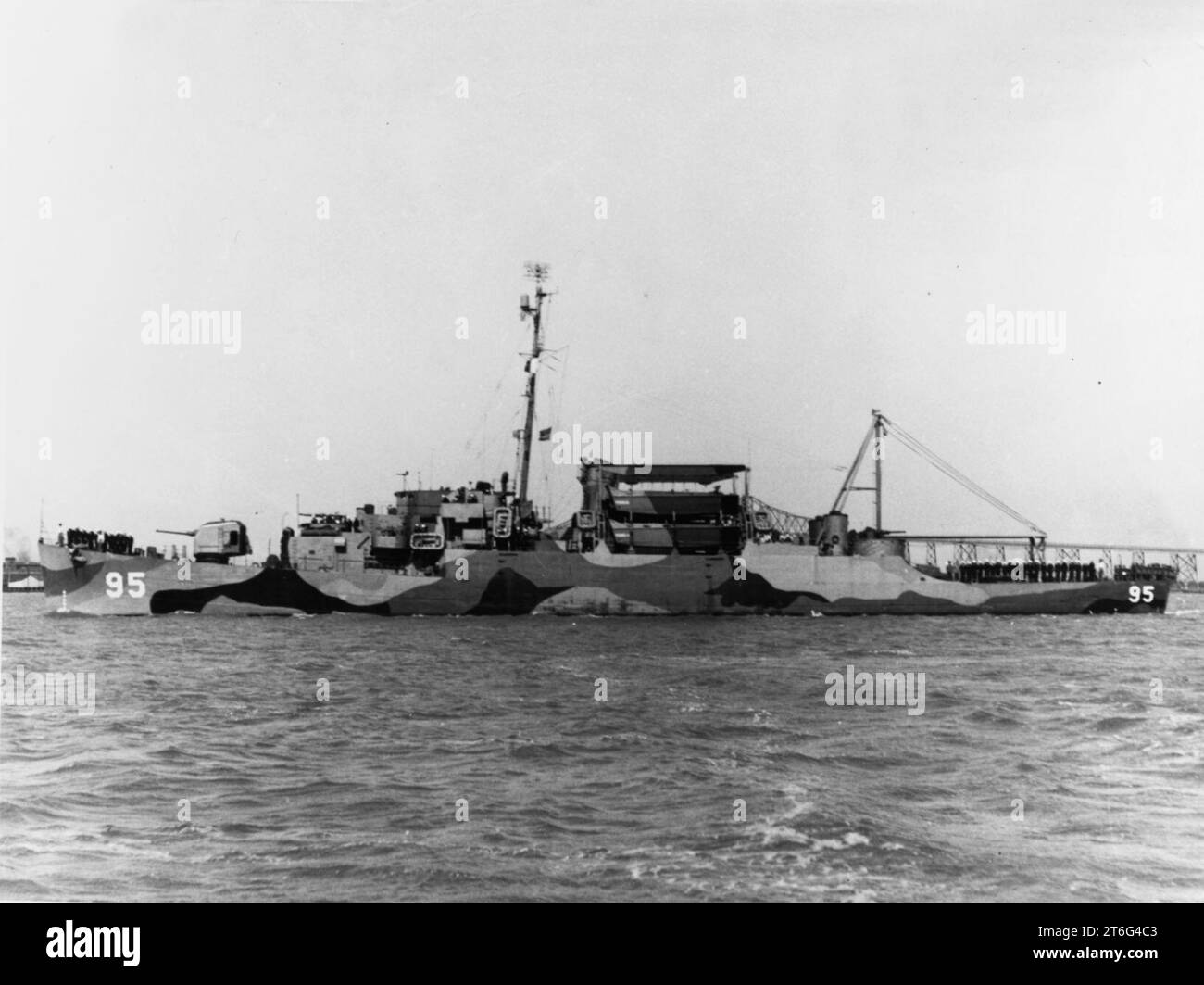 USS William M. Hobby (APD-95) underway off the Charleston Naval ...