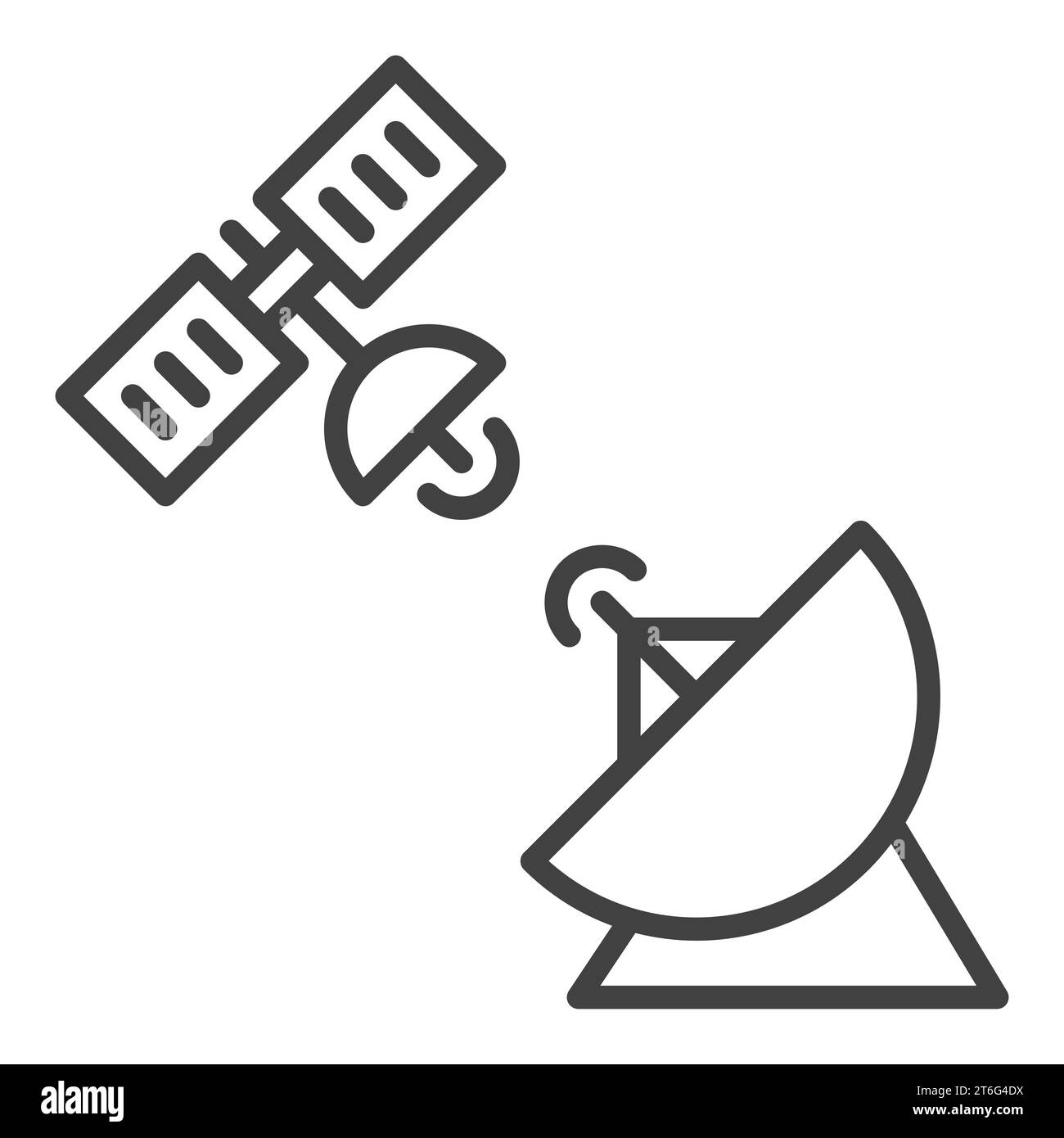 Satellite dish with Satellite vector concept outline icon or symbol ...