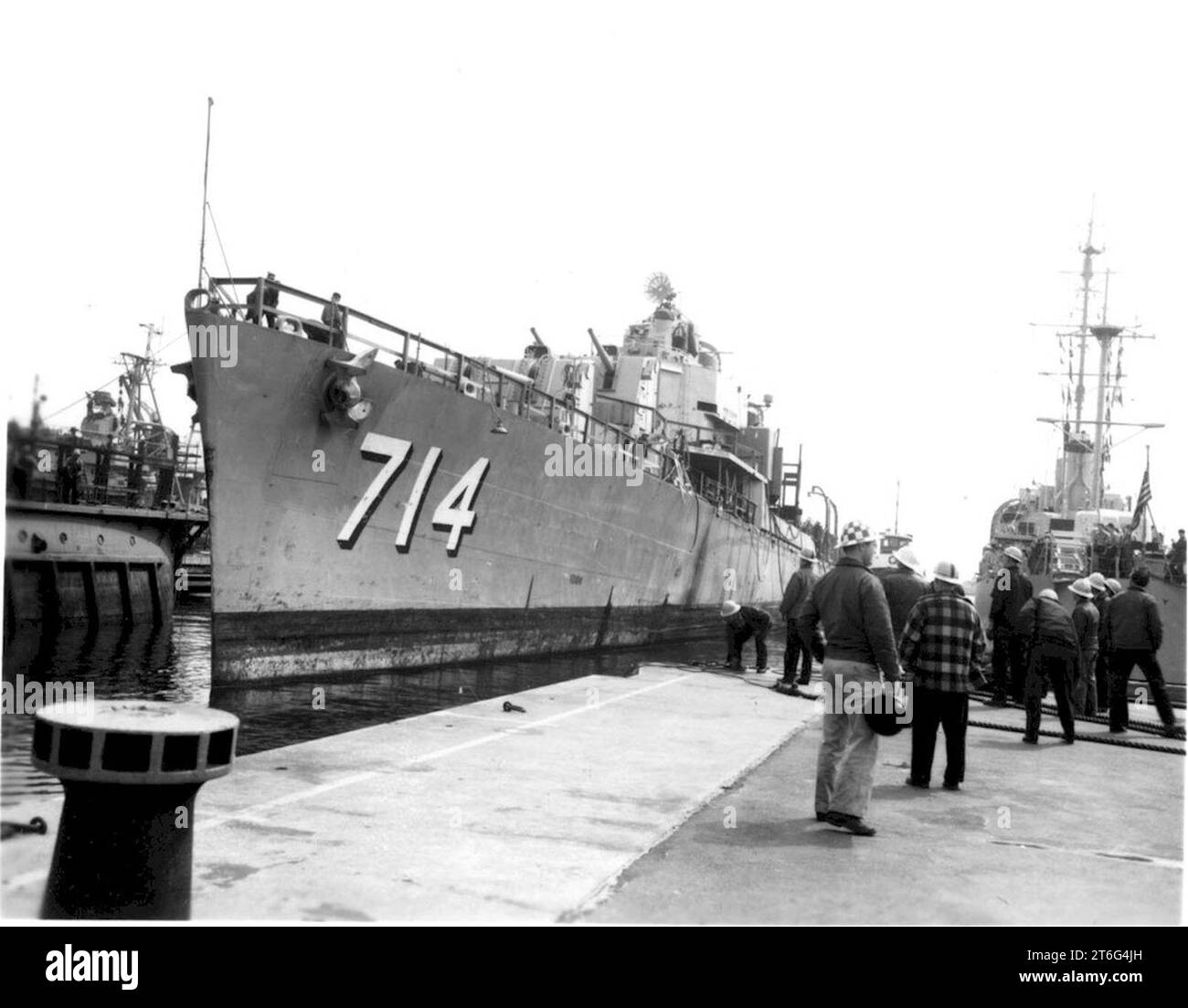 USS William R. Rush (DD-714) at the Boston Naval Shipyard on 10 April ...