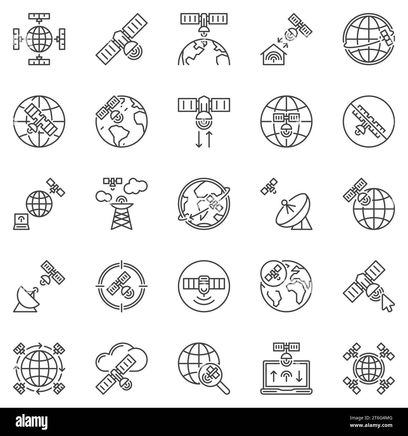 Satellite Internet Access outline icons set - Satellite Broadband ... Satellite Internet Access outline icons set - Satellite Broadband ...