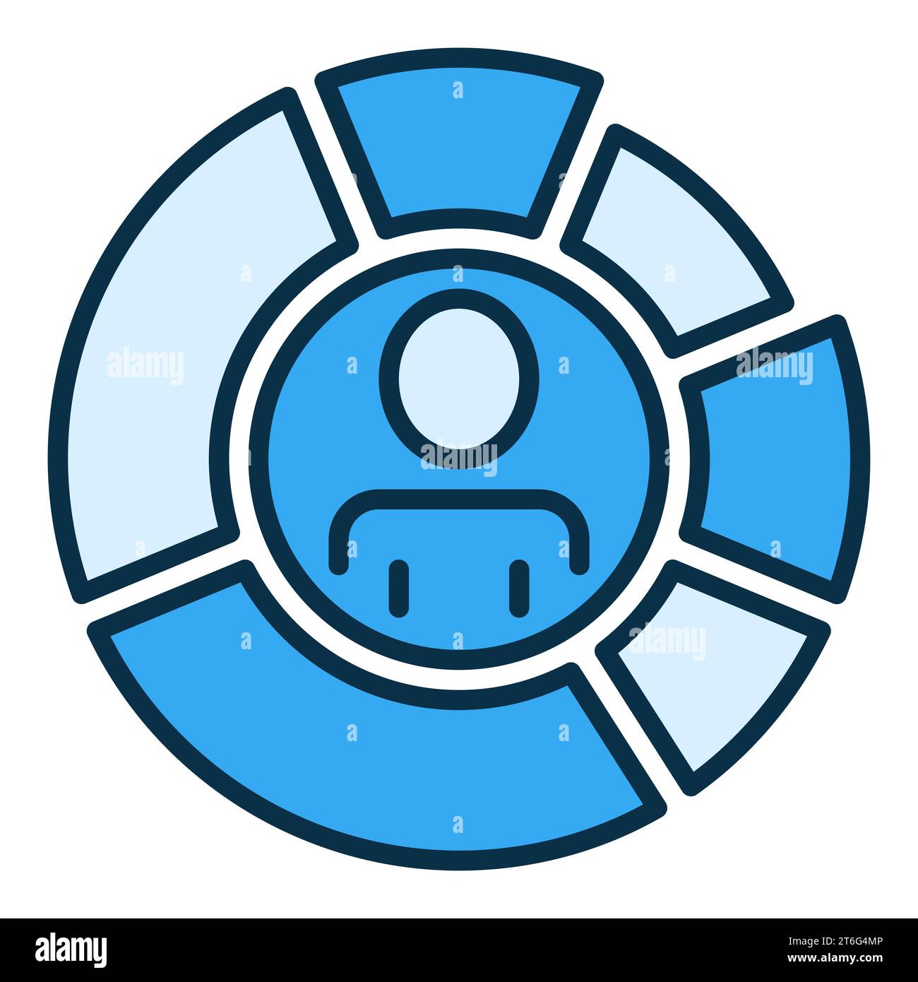 Man inside Pie Chart vector concept blue icon or sign Stock Vector ...