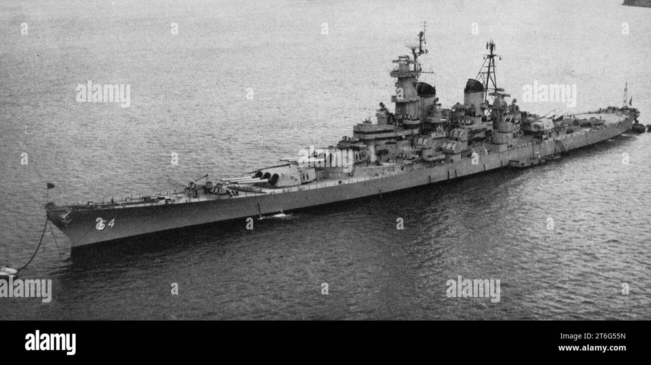 USS Wisconsin (BB-64) at anchor, circa in 1952 Stock Photo - Alamy