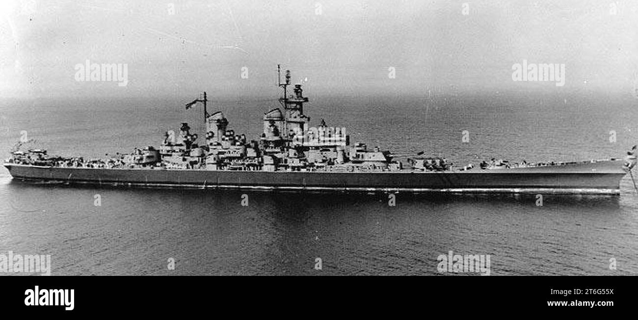 USS Wisconsin (BB-64) at anchor, 30 May 1944 Stock Photo - Alamy