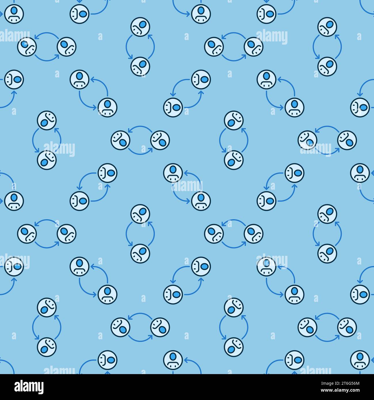 Social Interaction and Relationships vector concept blue seamless ...