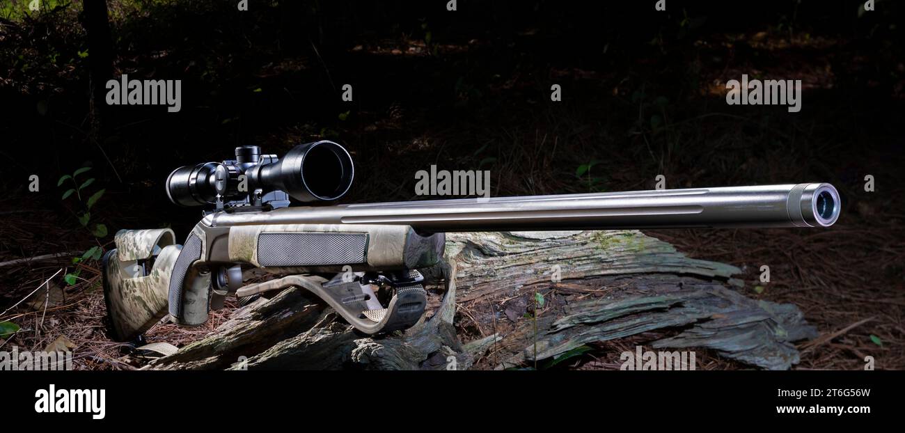 Modern inline muzzleloader rifle with optic ideal for extended hunting ...