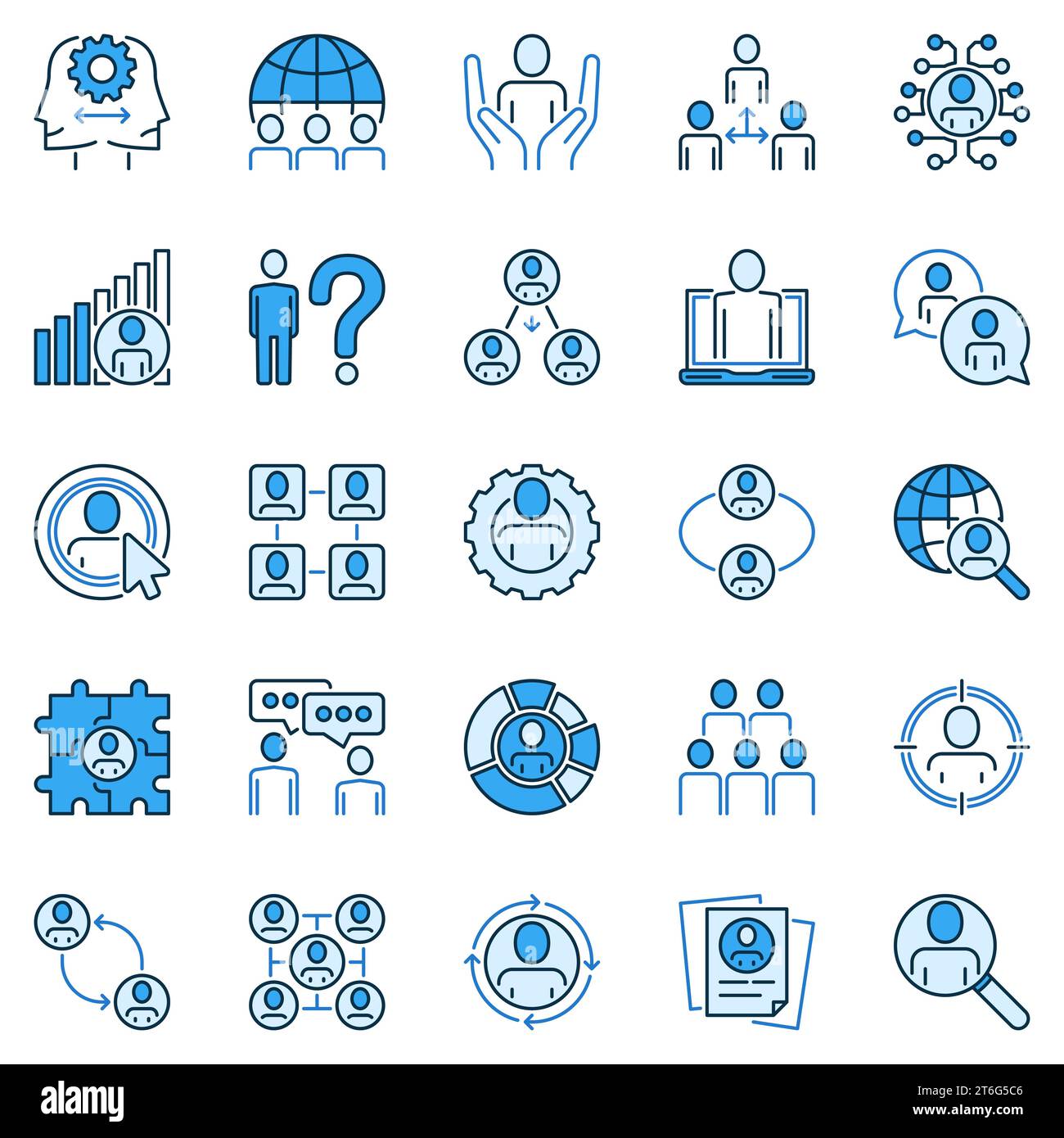 Sociology blue icons set. Social Behavior and Interaction Science ...