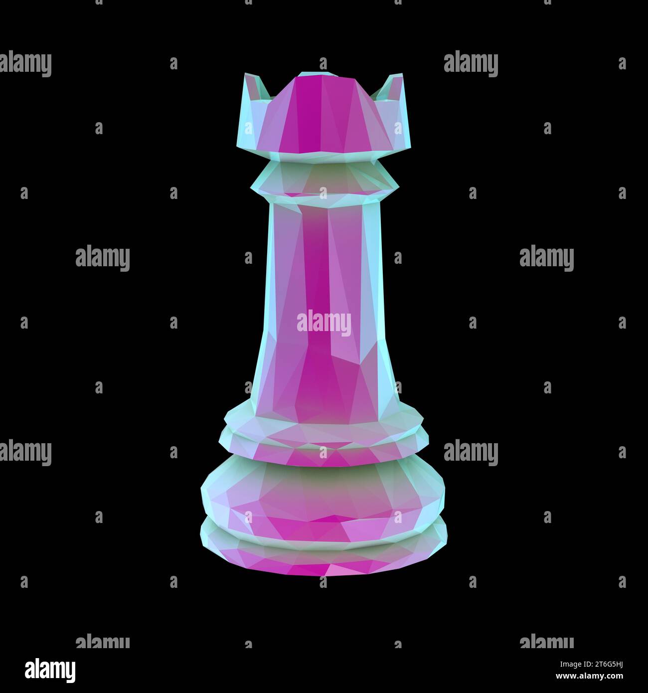 Chess rook low-polygonal isolated on black background, close-up view ...