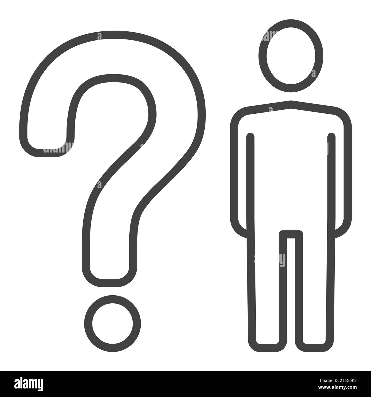 Man with Question Mark vector concept icon or symbol in outline style ...