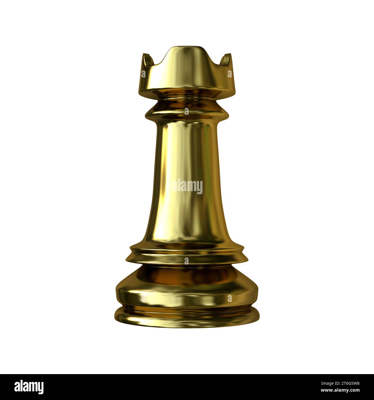 Chess rook isolated on white background, close-up view, 3D illustration ...
