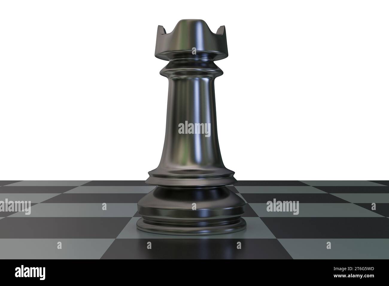 Chess rook on chess board isolated on white background, close-up view ...