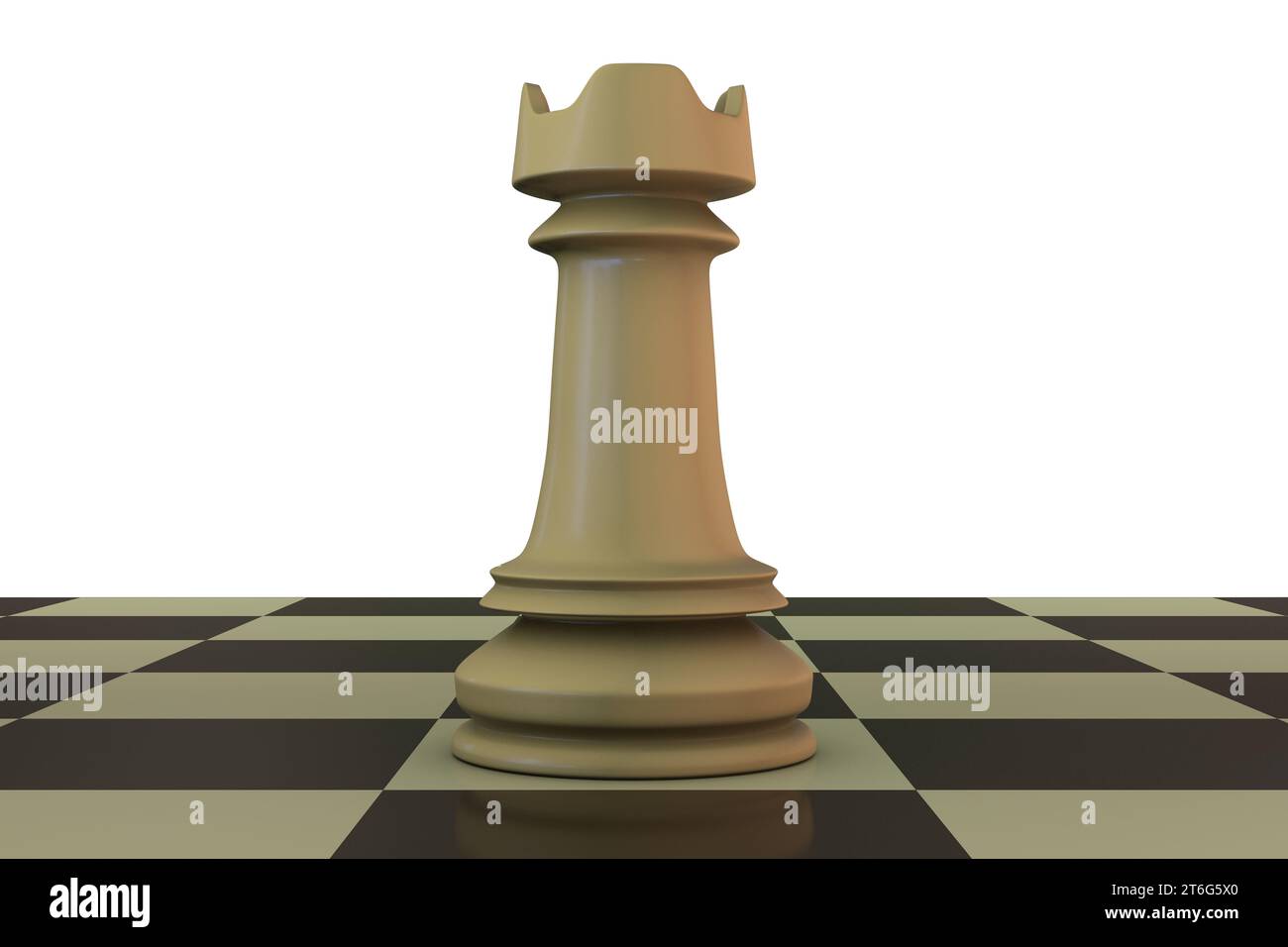 Chess rook on chess board isolated on white background, close-up view ...