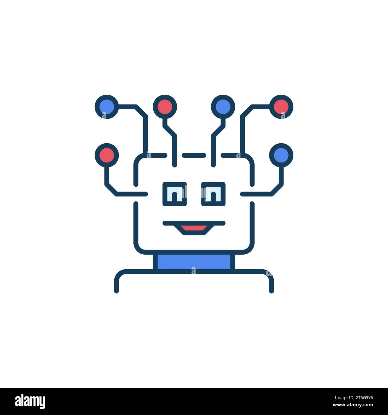 AI Robot Head with Circuits vector Artificial Intelligence concept colored icon or design ...